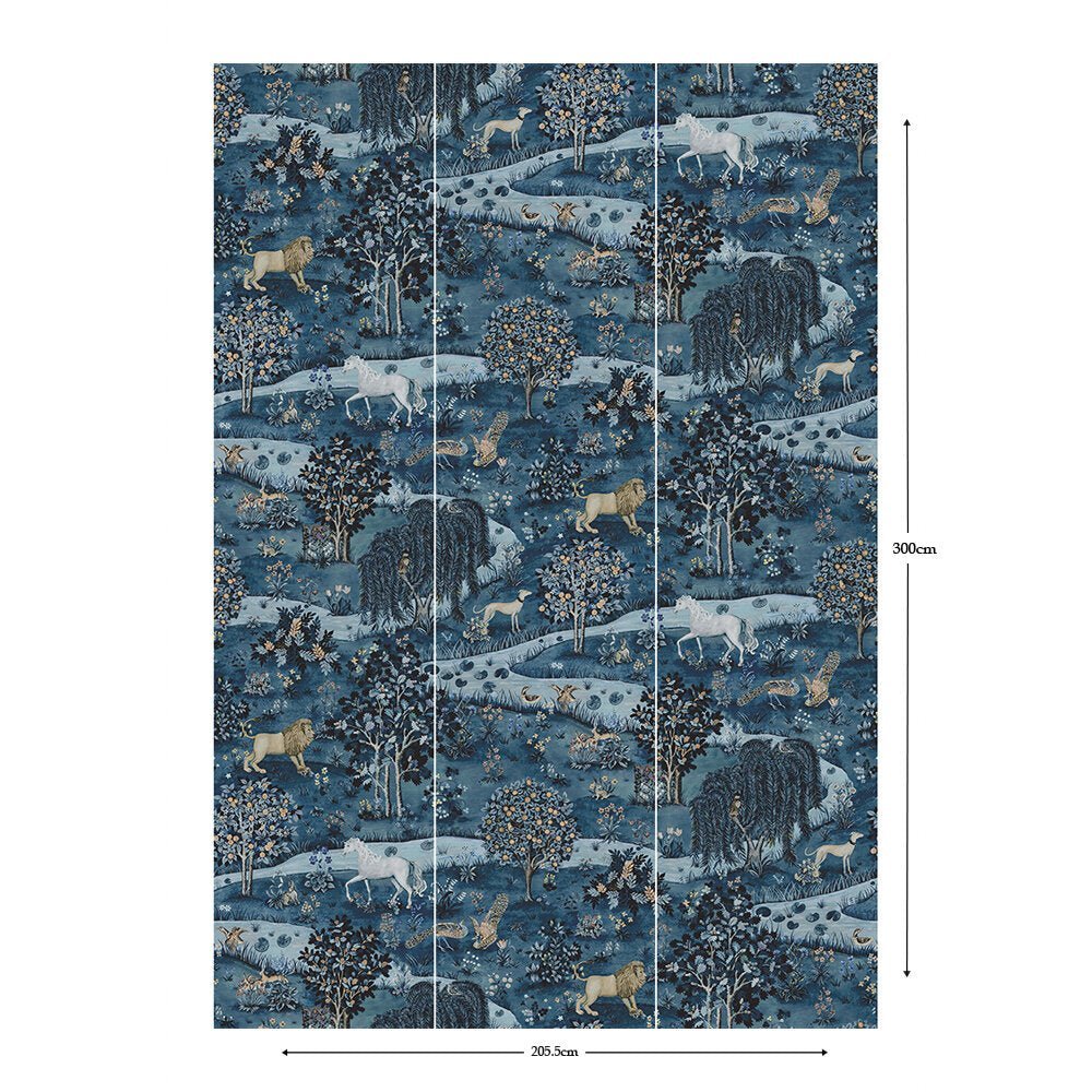 Morris & Co Owl & Willow Wallpaper Mural - Indigo - 217406 – Morris ...